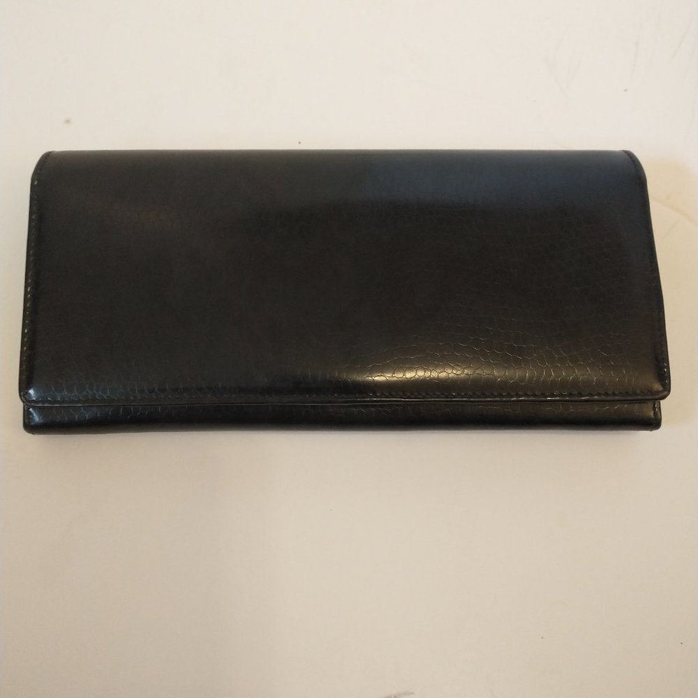 Derek Alexander Black Patent Leather Bifold Wallet - Gem